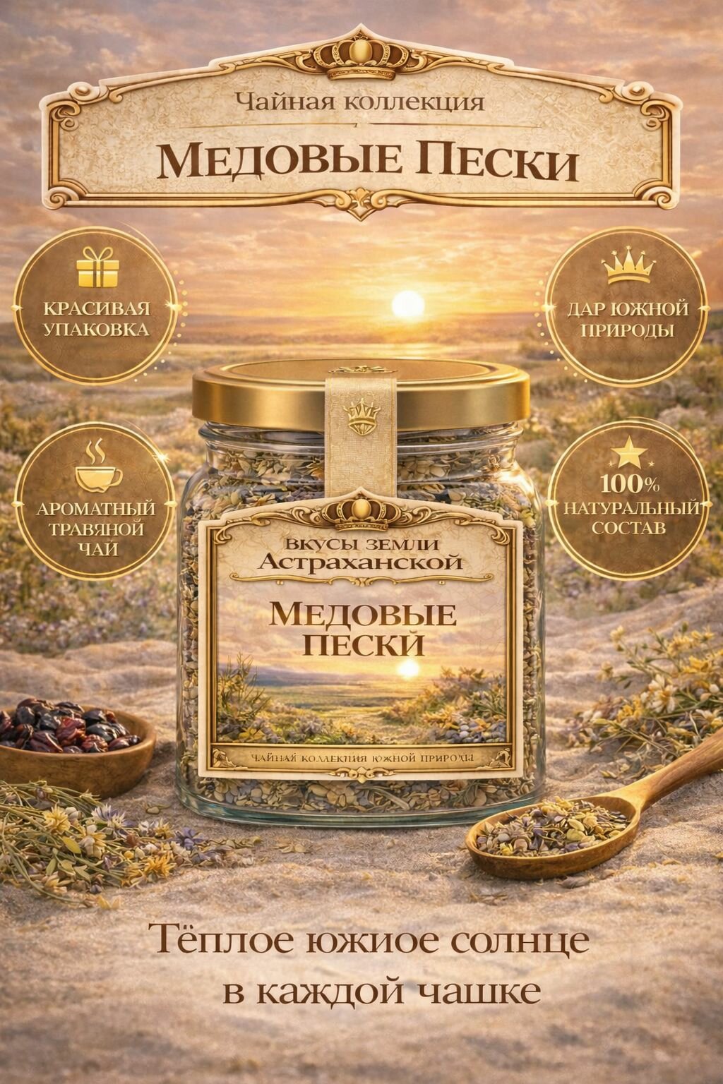 Травяной чай Южный Форпост "Медовые пески", ройбуш/иван-чай/груша, листовой, 50 г