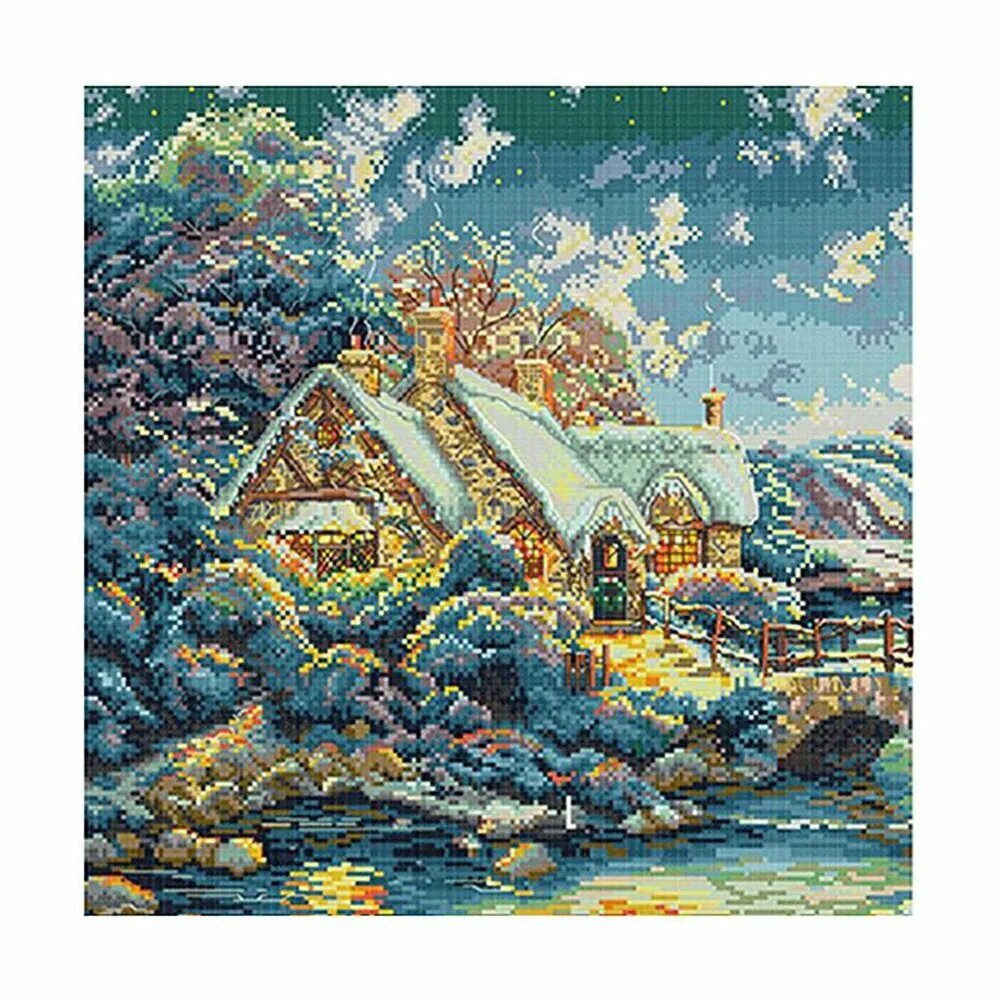 Набор для вышивки крестом с домом, 14CT, 40x40см. Набор для рукоделия, пейзаж