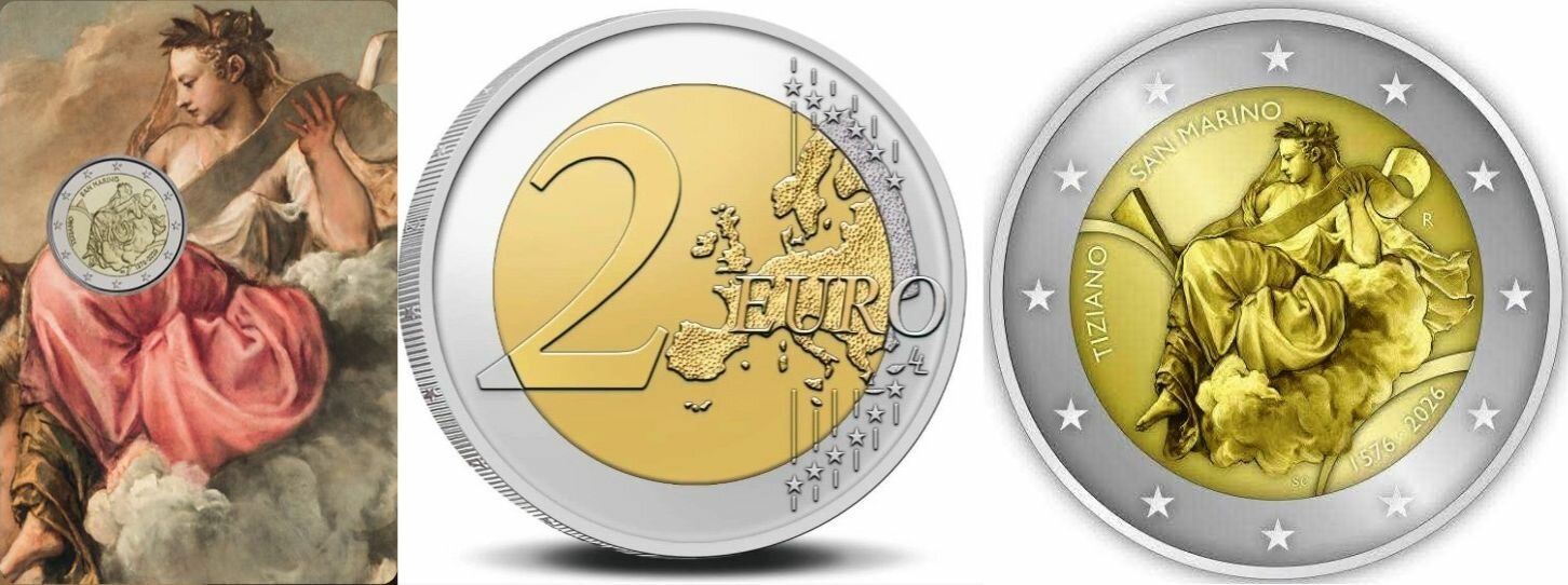 Сан-Марино 2 евро, 2026 450 лет со дня смерти Тициана