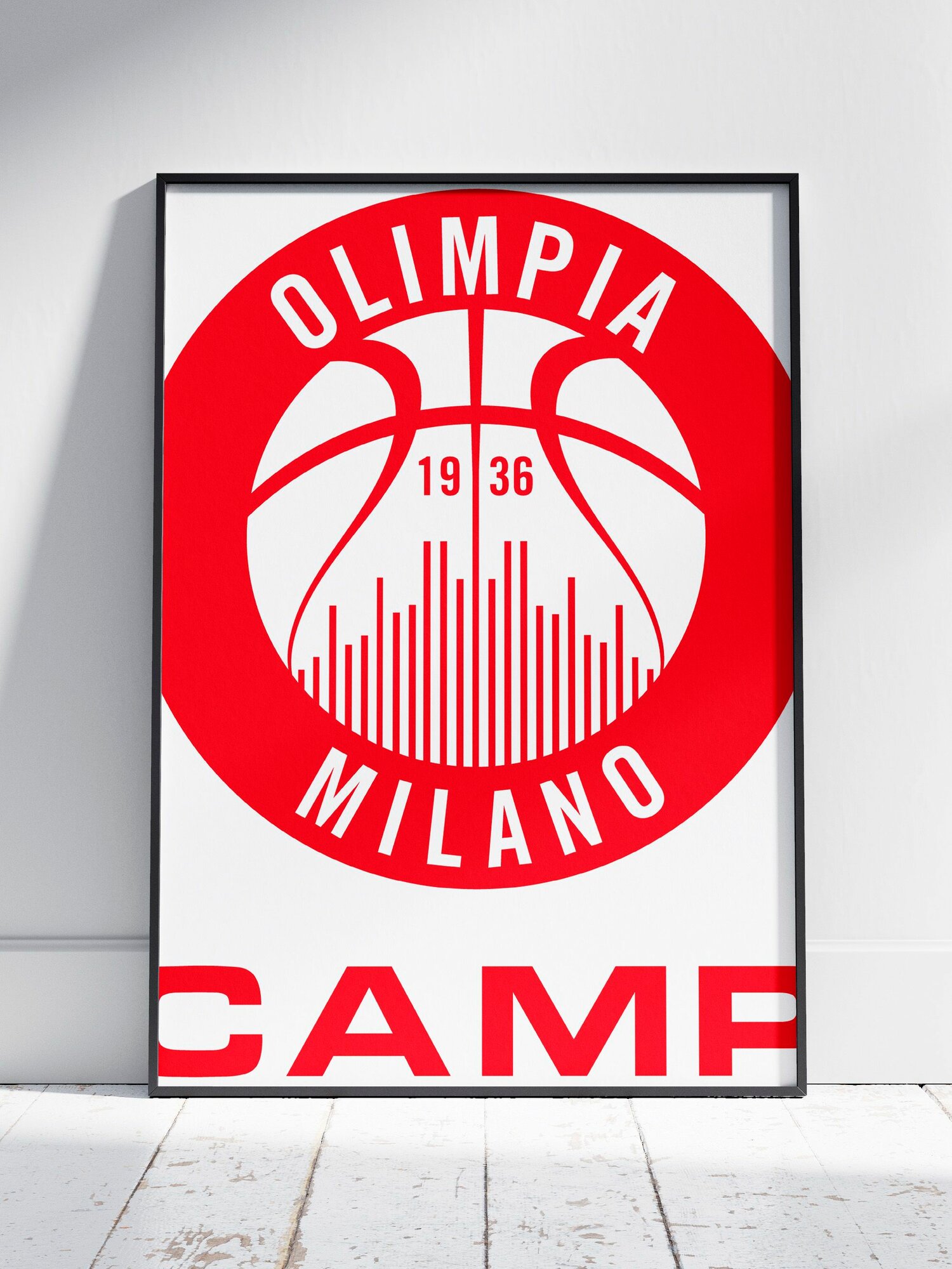 Плакат на стену для интерьера Команды Баскетбол (Олимпия - Olimpia Milano) - Постер по спорту и физической активности формата A4 (21x30 см)