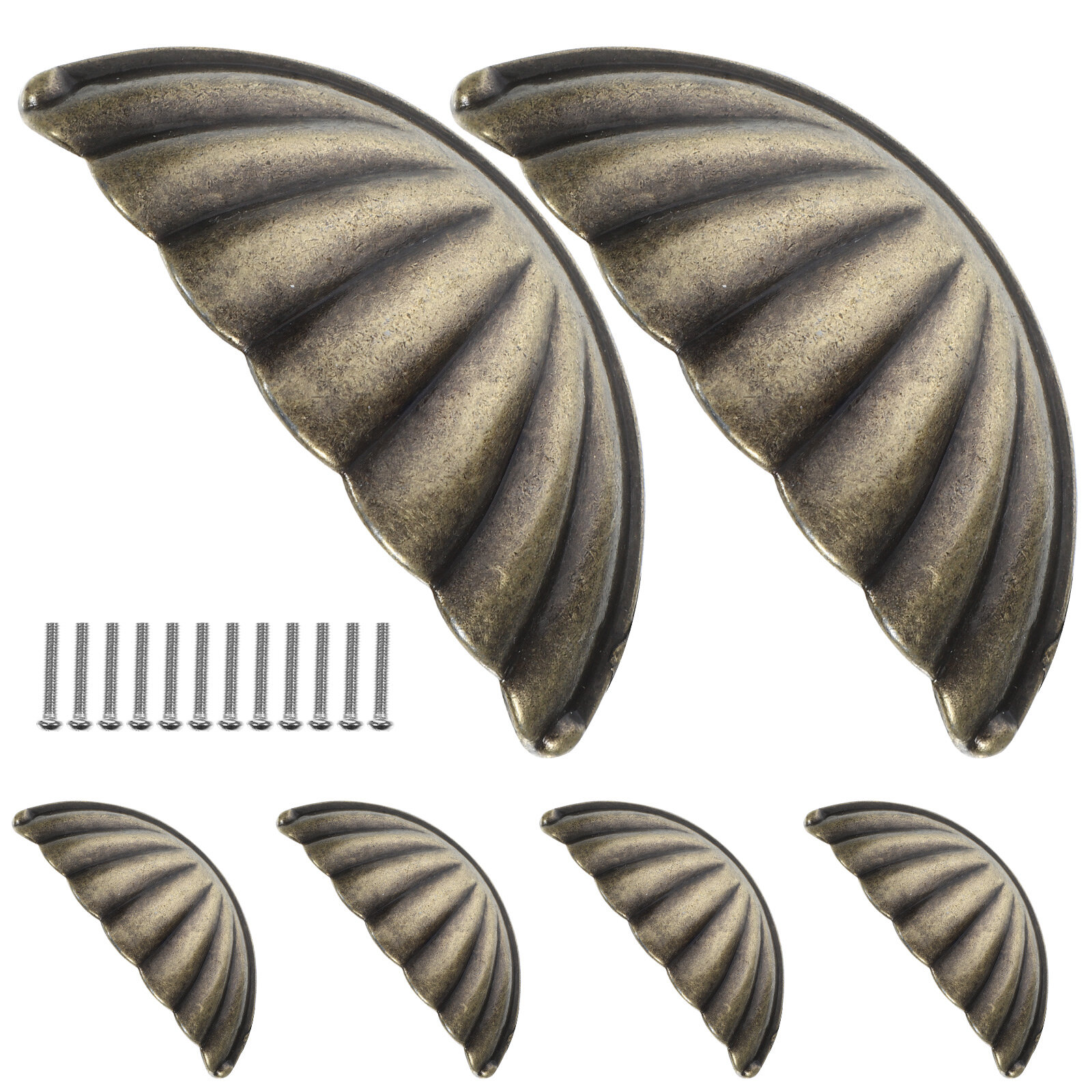 Ретро бронзовые полукруглые ручки для выдвижных ящиков шкафов с узором в виде ракушек, ручки в форме пельменей (6 штук)
