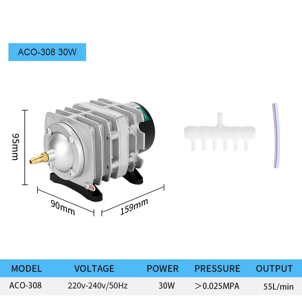 Компрессор для аквариума поршневой HAILEA ACO-308 Компрессор для септика Аквариумный, 30 Вт