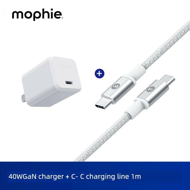 Комбо для iPhone 15-17: 40W GaN Одиночное USB-C Зарядное Устройство + Кабель USB-C 60W 1м