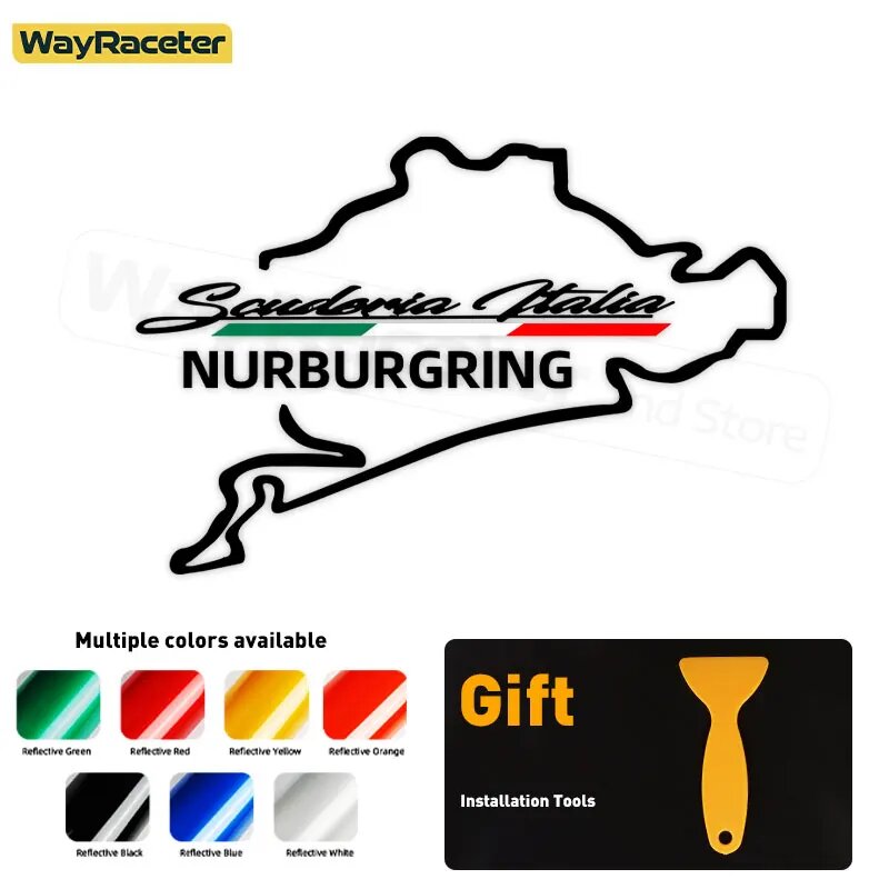 Наклейка Nurburgring для Alfa Romeo, Map Style, Reflective white