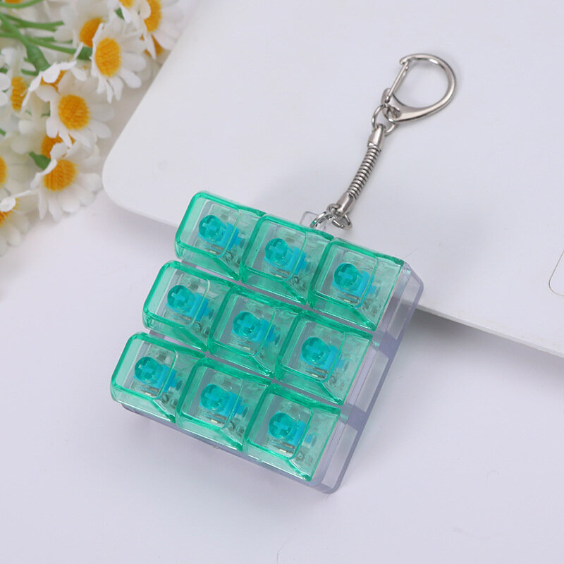 Декомпрессионная игрушка keycap tester с 9 клавишами, зелёный прозрачный нижняя оболочка