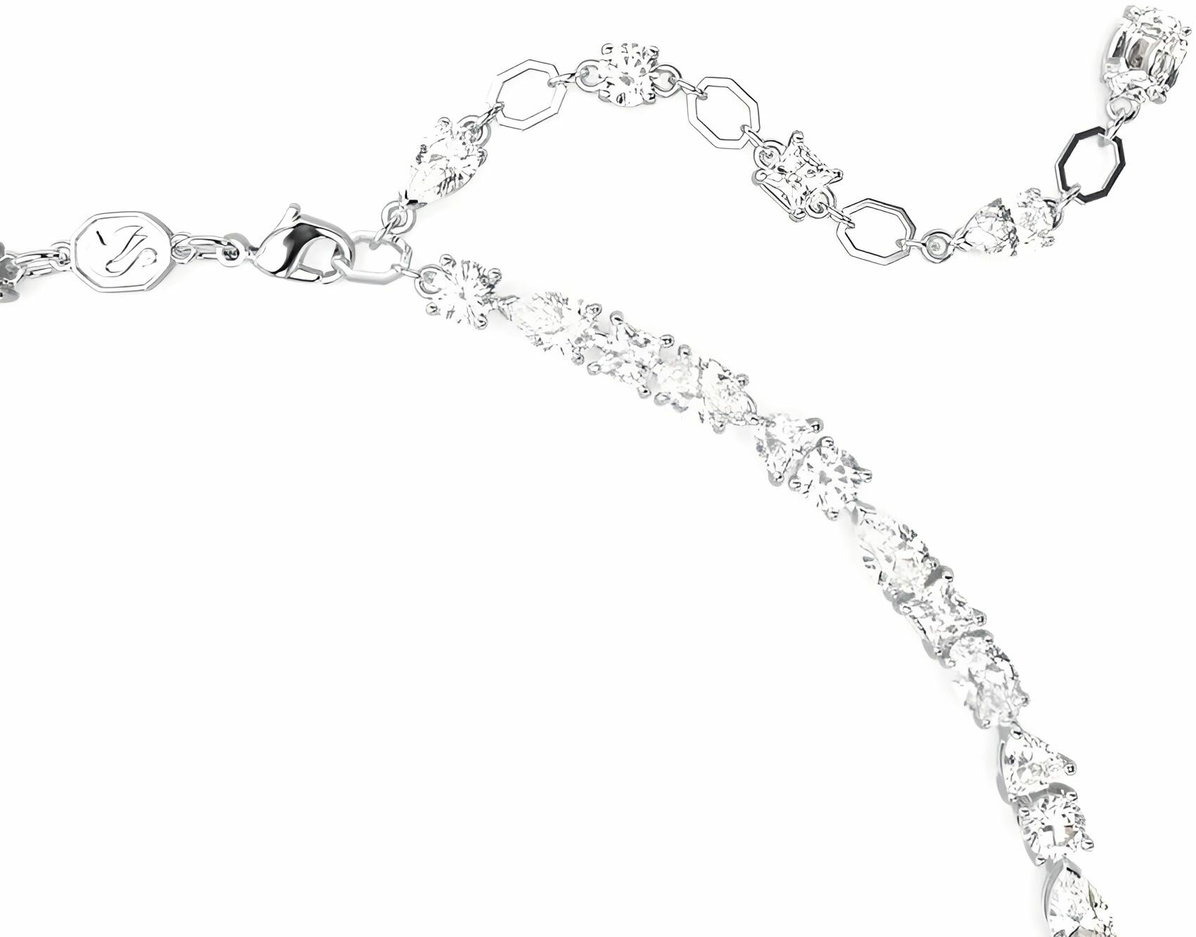 Колье SWAROVSKI, кристаллы Swarovski, длина 38 см, серебряный, белый — фото 1