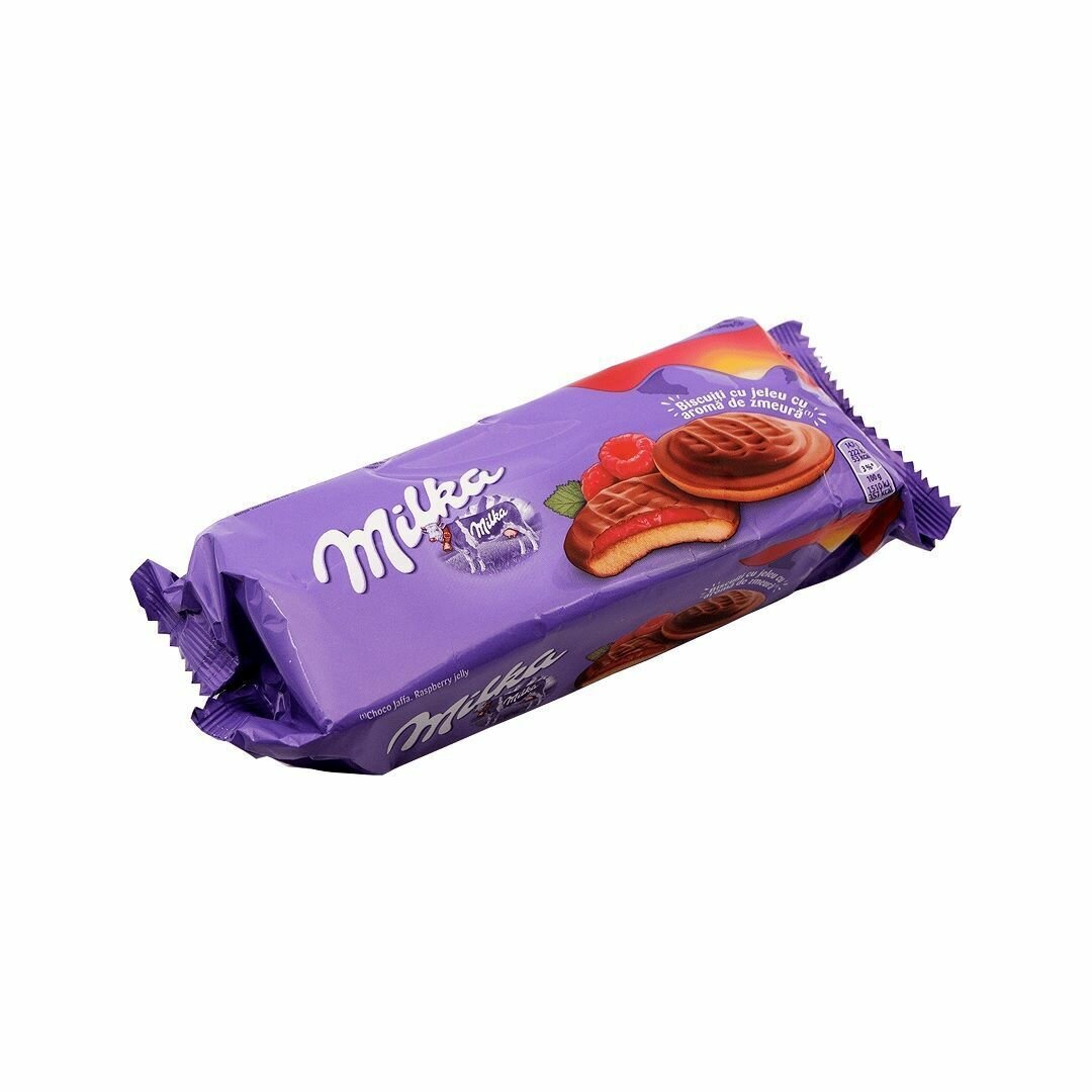 Печенье MILKA бисквитное с начинкой "Малиновое желе" покрытые молочным шоколадом Jaffa Delicje Raspberry Jelly 147г