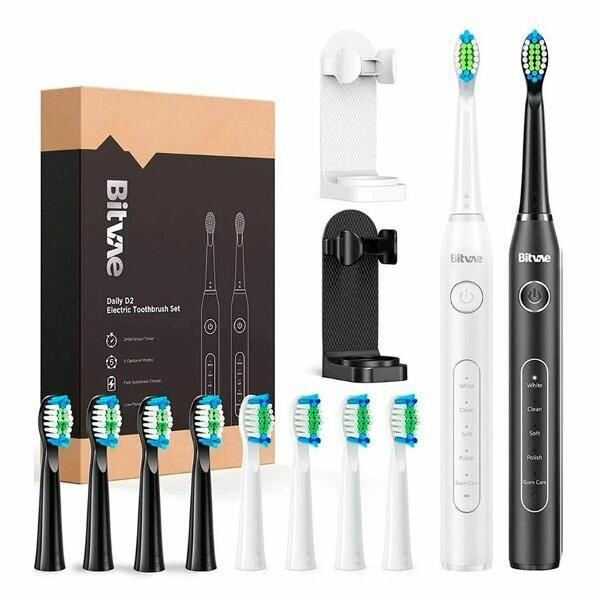 Электрическая зубная щетка Bitvae D2 Daily Toothbrush (D2+D2 Bundle B+W)