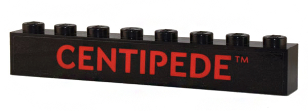 Brick 1 x 8 with Red 'CENTIPEDE' Pattern (Sticker) - Set 10306, 3008pb181 Black U