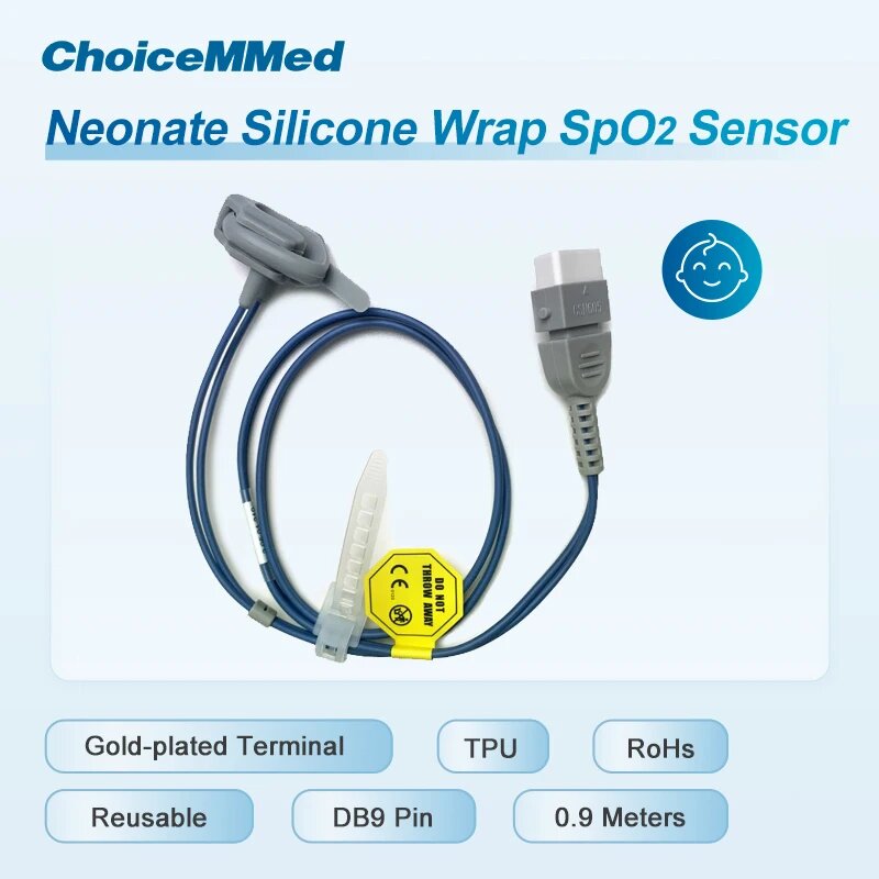 ChoiceMMed Neonate Silicone Wrap SpO2 Sensor, 0.9 Meters
