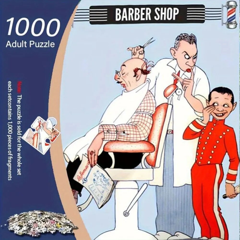 Пазлы для взрослых 1000 элементов, 50х70см, подарочный набор/"парикмахер"