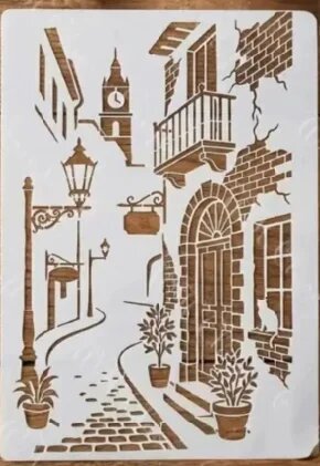 Трафарет для росписи "Улочка в Европе", stencil-25