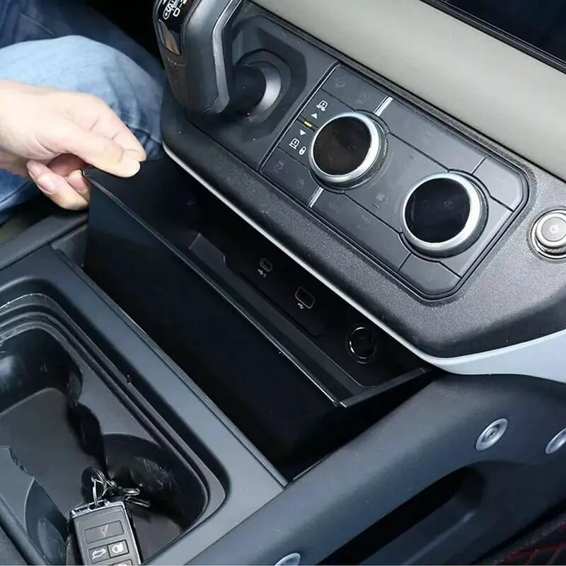 Ящик для хранения в подлокотнике центральной консоли для Land Rover Defender 90/110 2020-2024 черный 30×20×5 см