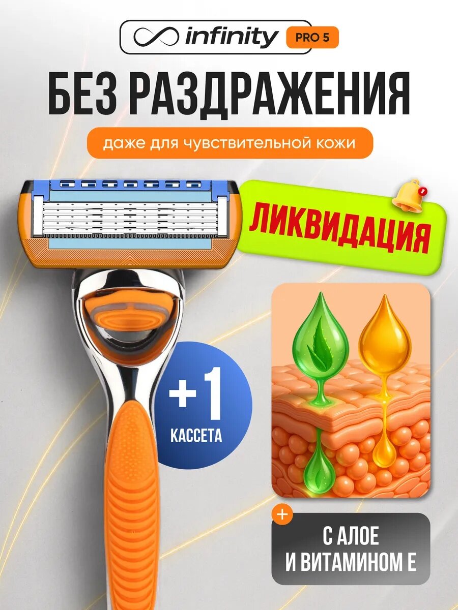 Бритва мужская INFINITY PRO 5 станок со сменной кассетой, совместимой с GILLETTE
