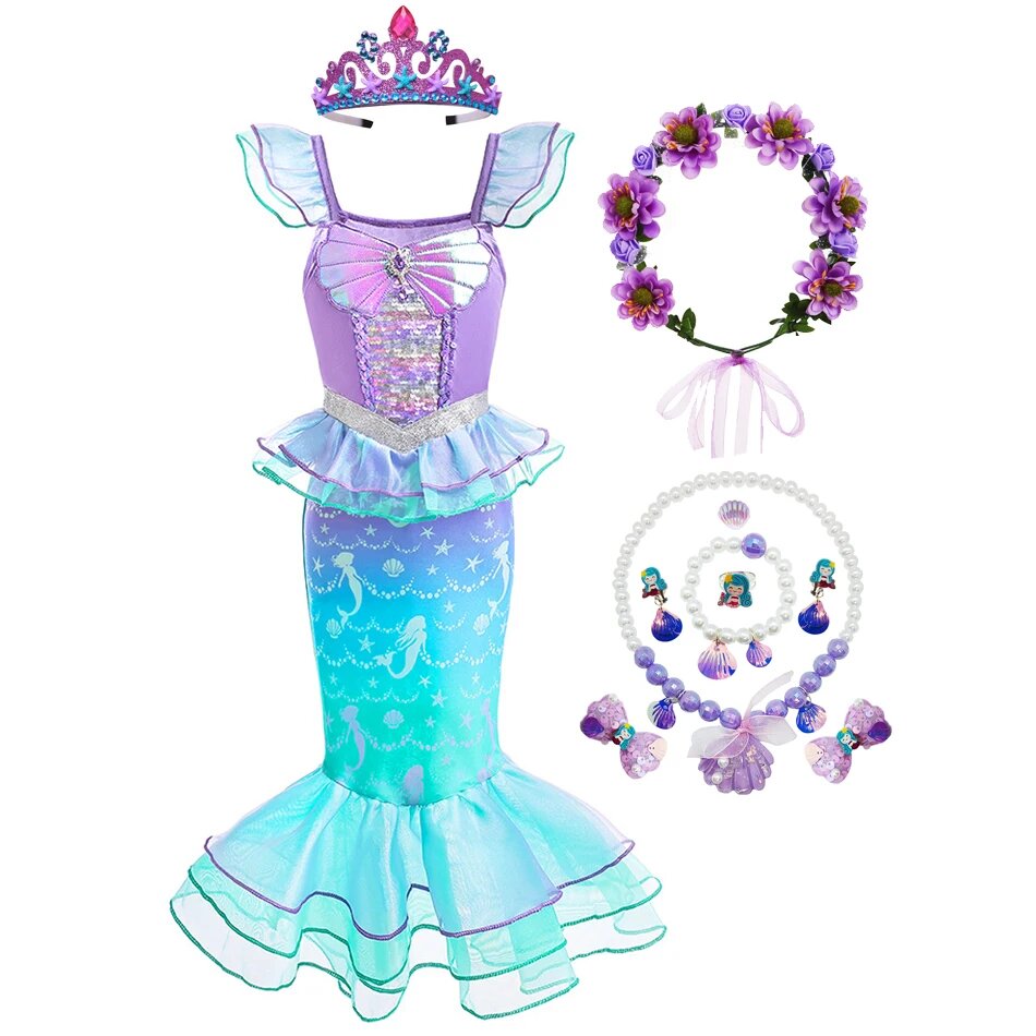 Детский костюм русалки, размер 7-8T (Tag 140), цвет Mermaid Dress K