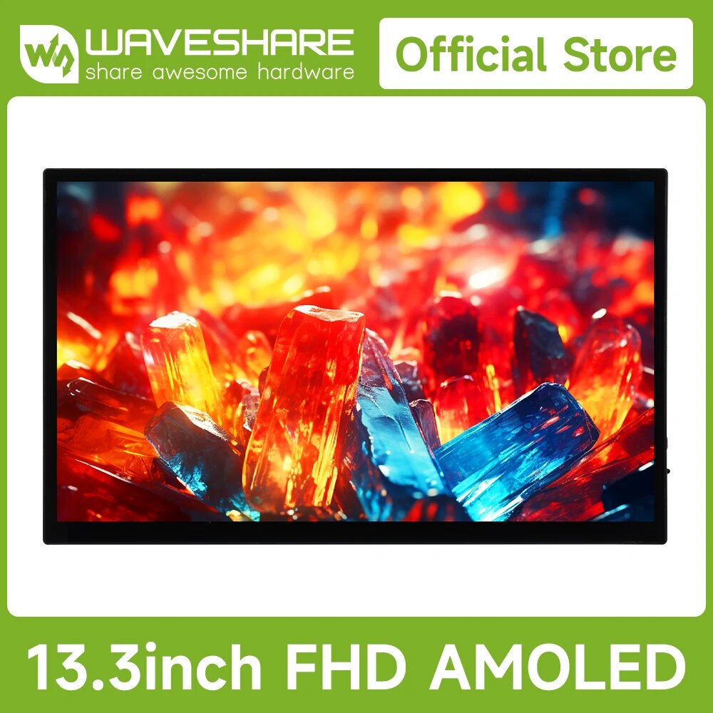 Waveshare 13.3" AMOLED монитор, US Power plug