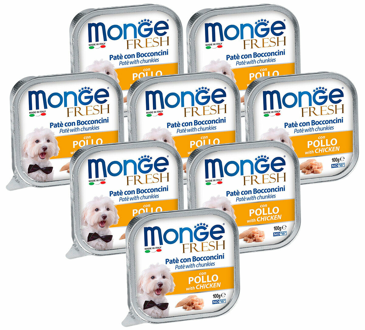 Корм влажный Monge Fresh Dog для взрослых собак паштет с курицей, 100 г 8 шт