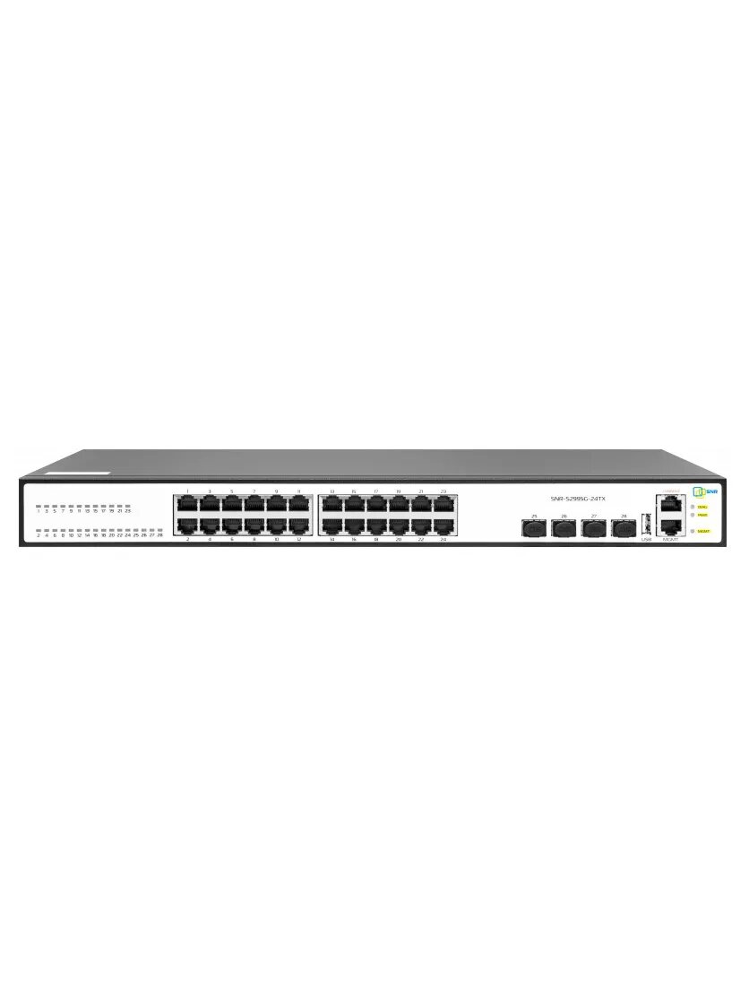 Коммутатор SNR SNR-S2995G-24TX, 4 порта SFP+, 24 LAN-порта, 10/100/1000 Mbps, OSPF