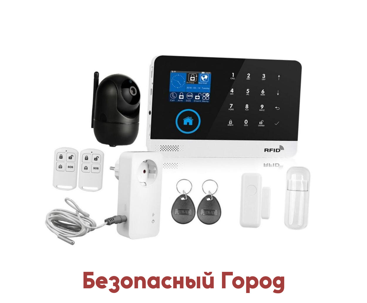 Беспроводная GSM видеосигнализация с камерой наблюдения и умной розеткой с датчиком t: HDком 288Bl(ASW5) и Страж Око+ и Страж W130-T (U59625OK)