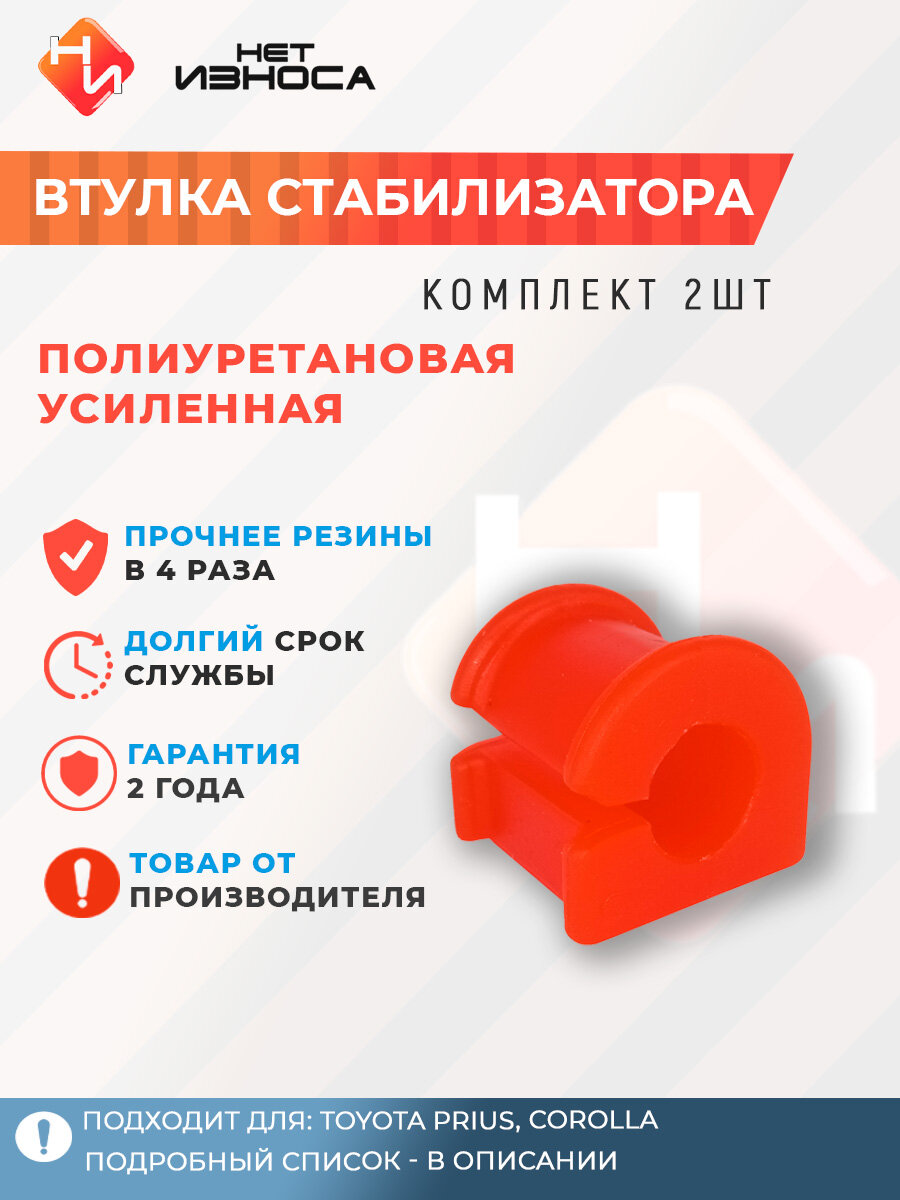 Втулка стабилизатора усиленная полиуретановая передняя Нет Износа NB065-2 Toyota Prius, Corolla