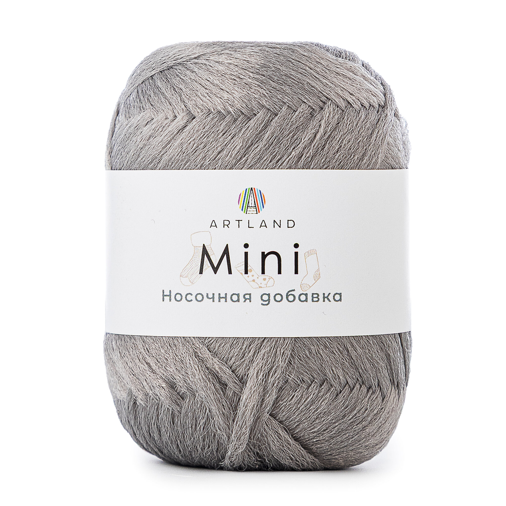 Пряжа для вязания Носочная добавка Mini Artland 3 мотка (150 м, 25 гр), цвет 19 серый