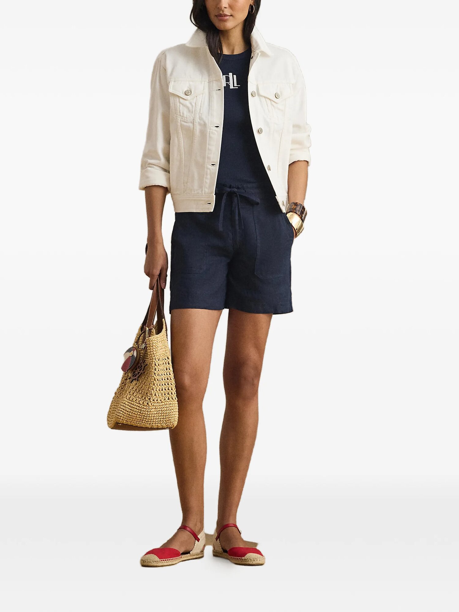 Шорты Lauren Ralph Lauren Drawstring linen shorts, размер 4 — фото 1