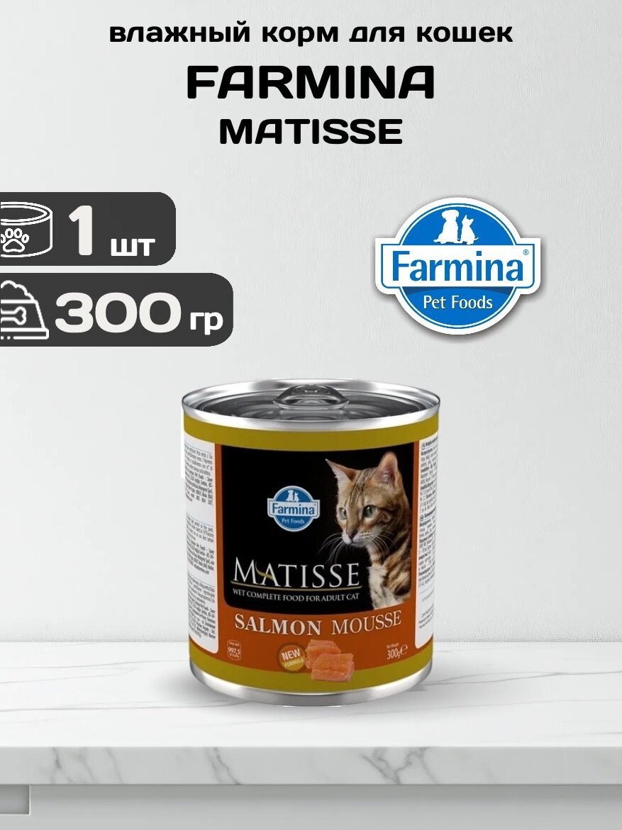 Влажный корм для кошек Farmina Matisse Cat Mousse Salmon (Лосось) - 300 гр