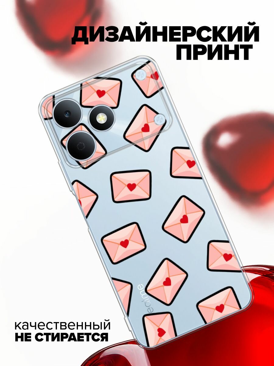 Чехол на Realme Note 80 / Реалми Нот 80 с принтом Конверты с сердечками — фото 1