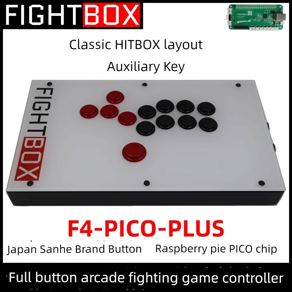 Контроллер для аркадной игры Street Fighter III на Raspberry Pi PICOPLUS с полными кнопками и вспомогательной кнопкой