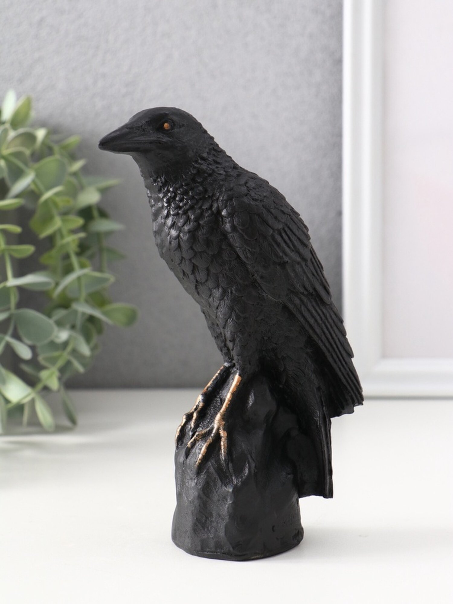 Фигурка Хорошие сувениры «Ворон на камне», гипс, 15,5×5,5×10 см