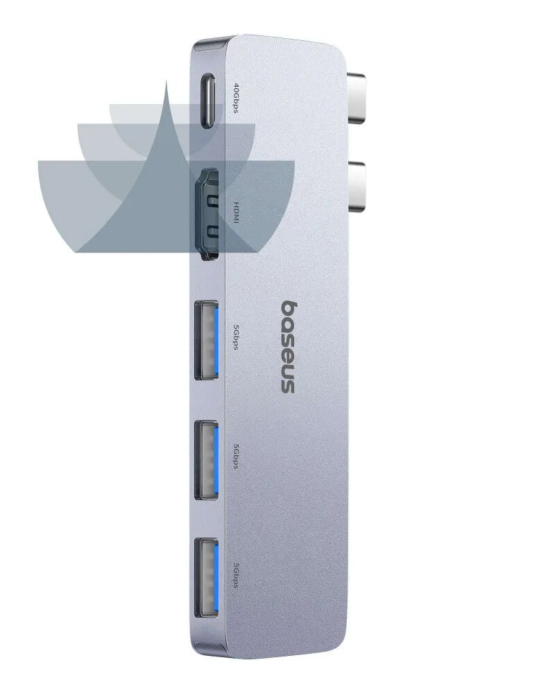 Переходник адаптер Baseus UltraJoy Series 5-Port HUB, PD100W, USB-C, HDMI, USB3.0*3 (B00052801811-04)