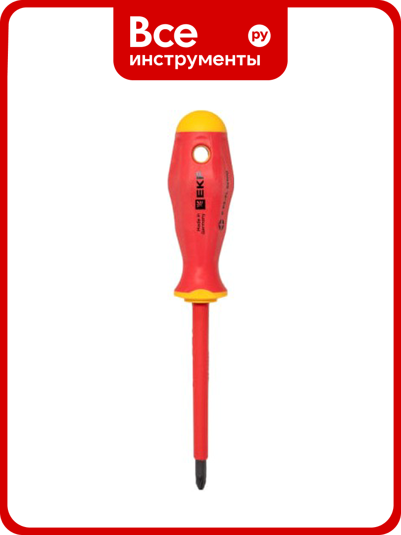 Отвертка EKF Professional PZ-FL2x100 мм, VDE 1000В pz-fl-2-100-pro-in, плюсминус позидрив, двухкомпонентная рукоять