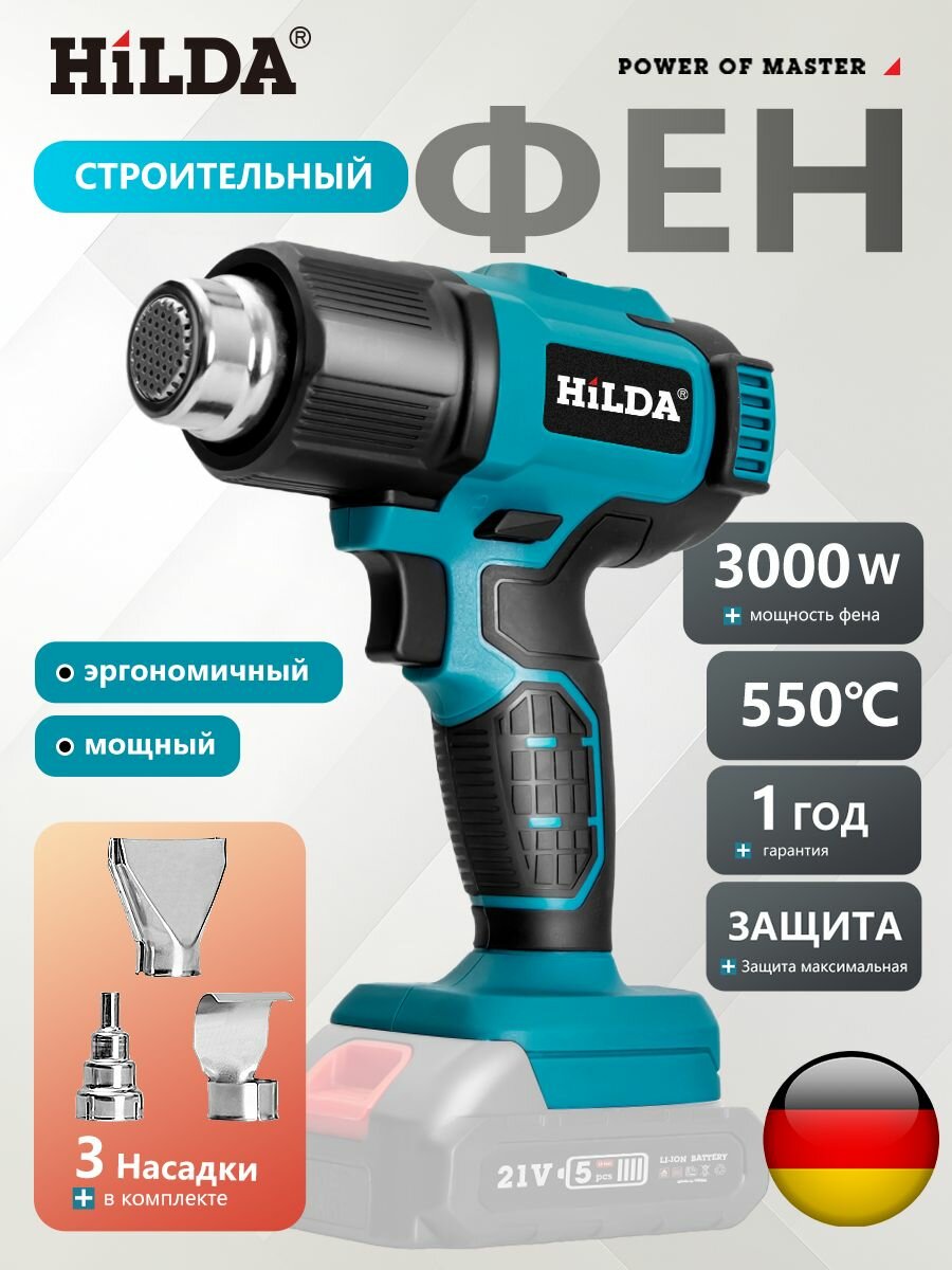 Фен строительный аккумуляторный(Не содержит батареи)