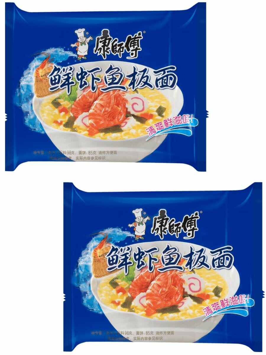 Лапша со вкусом Креветок и Морепродуктов 98 г * 2 шт