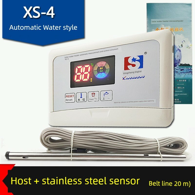 Солнечный контроллер водонагревателя XS-4 со стальным датчиком (20 м кабеля) для контроля уровня и температуры воды