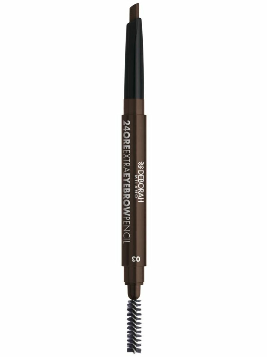 Deborah Milano Карандаш для бровей Тон 03 Темно-русый с щеточкой стойкий 24ORE EXTRA EYEBROW PENCIL автоматический 0.22 г.