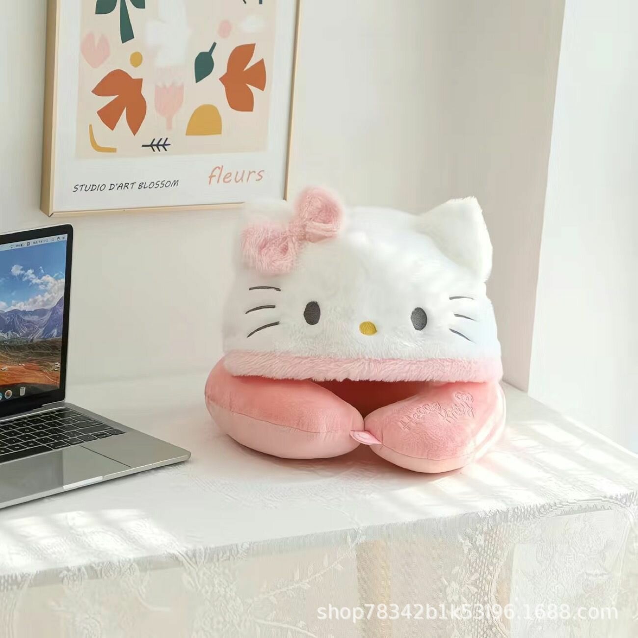 Дорожная подушка с капюшоном и мультяшным принтом, Neck Pillow, For adult, Кепка с капюшоном Kt