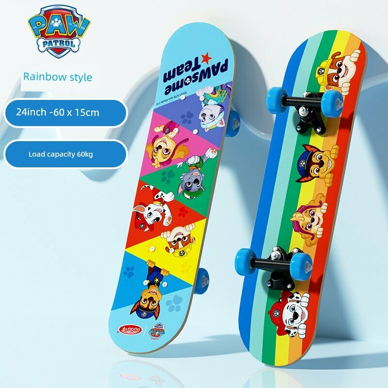 Paw Patrol 24-дюймовый скейтборд с двусторонним дизайном и профессиональными колесами для детей, радужный, подходит для