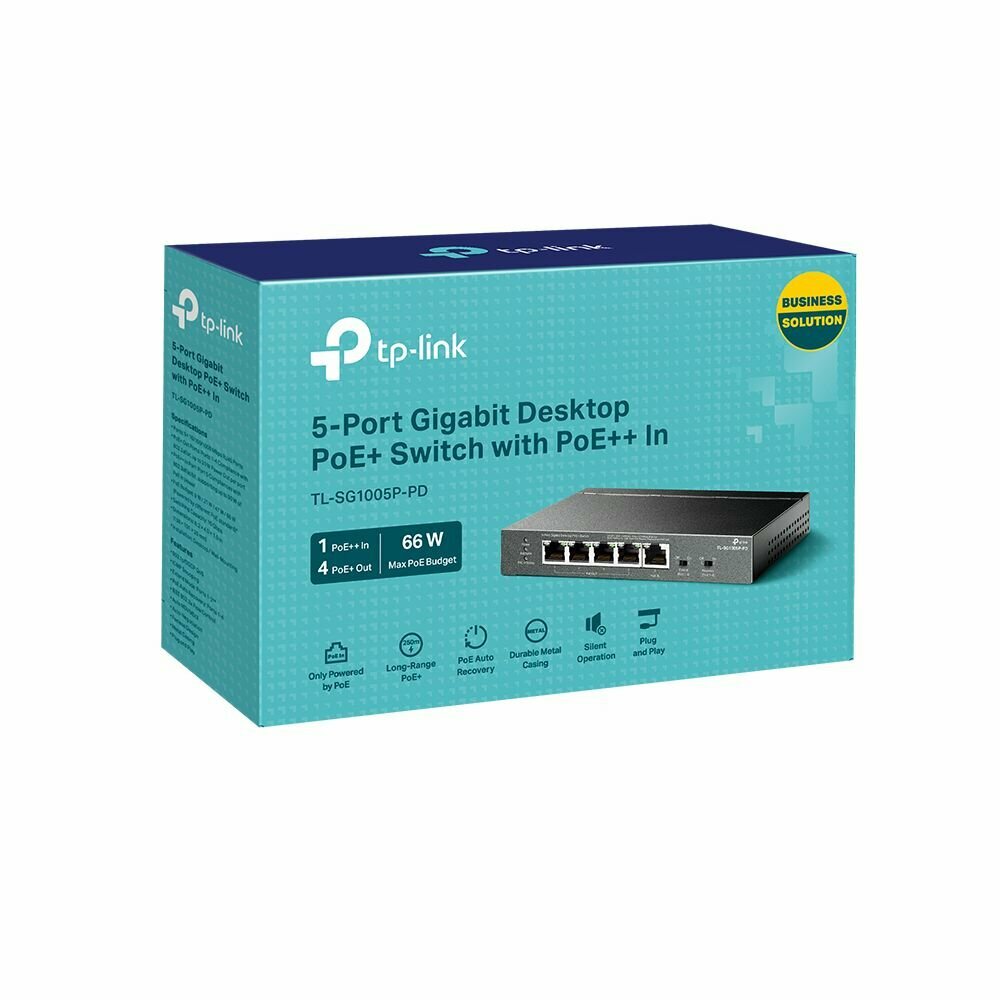 Гигабитный коммутатор TP-Link TL-SG1005P-PD поддержка PoE+