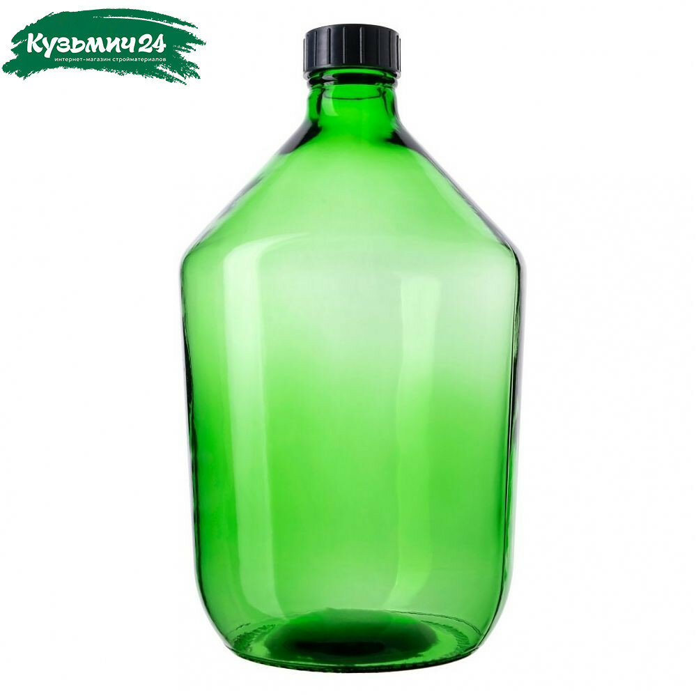 Бутыль стеклянная, винная, Казак ТО 58, зеленая, диаметр горловины 42 мм, 10 л