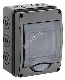 Щиток настенный Тусо 3 мод. с вертик. двер. черный IP65 120х160х91мм, 69003Ч