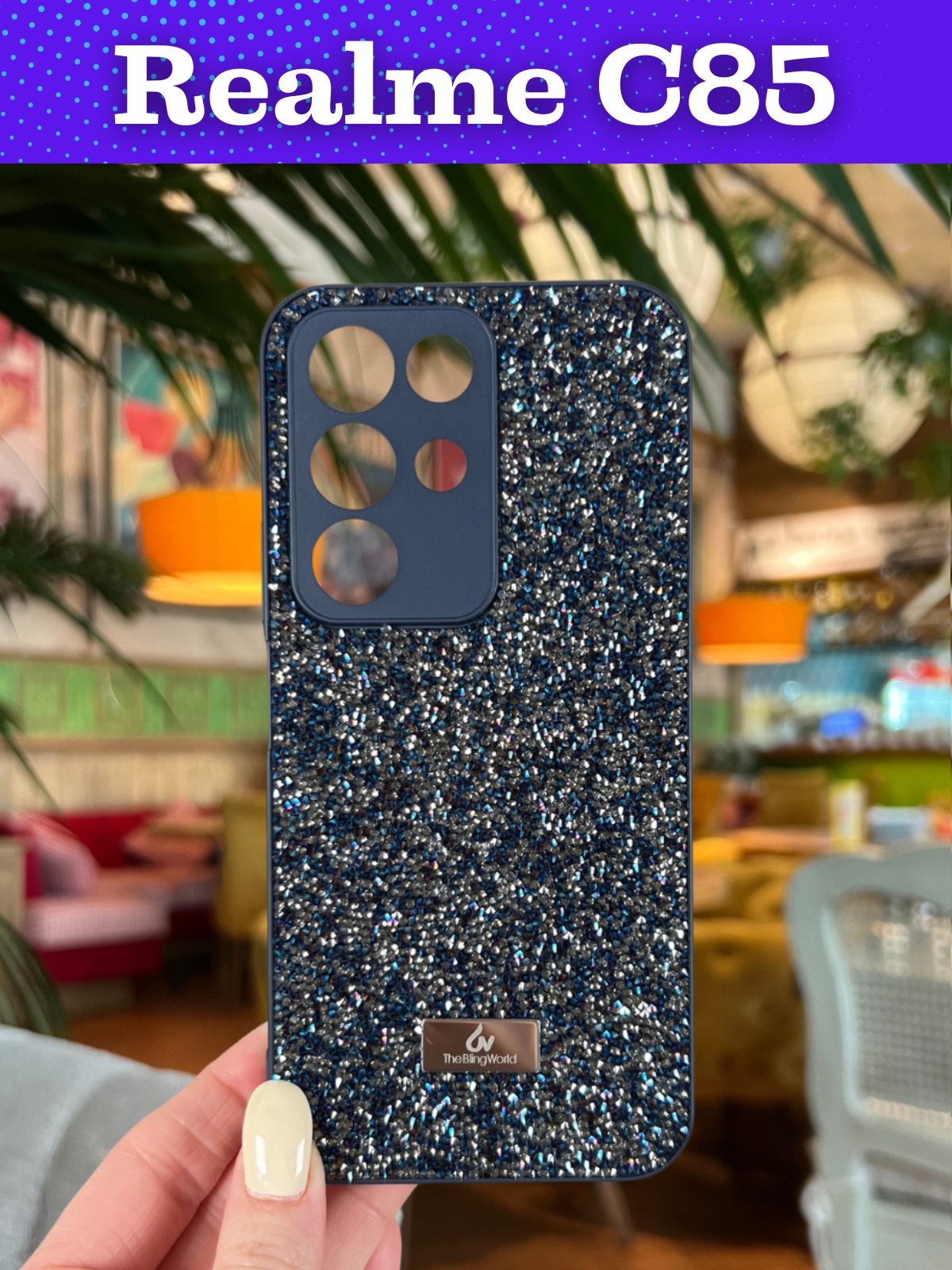 Чехол на Realme C85 / Реалми С85 силиконовый the bling world (Тёмно-синий)