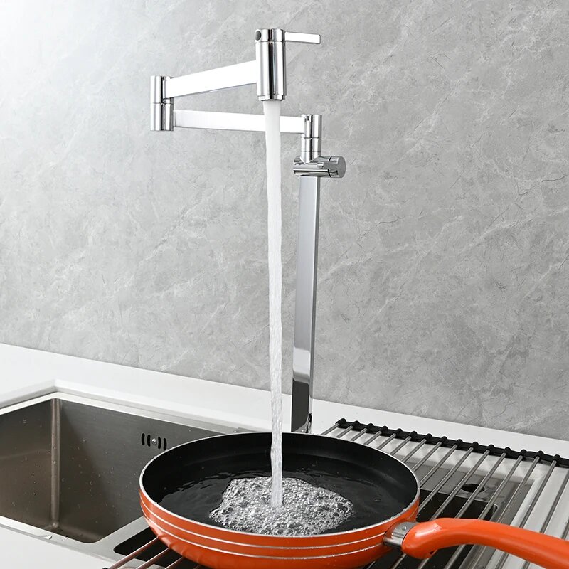Кран для заливки котлов Ciencia Brass Pot Filler Faucet, настенный кран для плиты, складывающийся кран, растягивающийся двойной шарнирный подвижный臂, вращающийся только для холодной воды