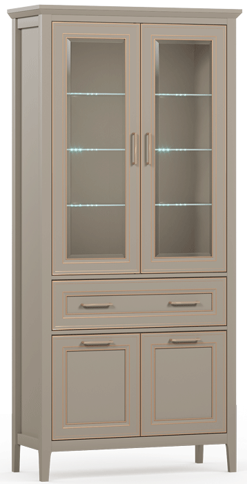 BRW Шкаф-витрина с подсветкой Классик/Classic REG2W2D1S Глиняный серый, Глиняный серый Глиняный серый, Глиняный серый