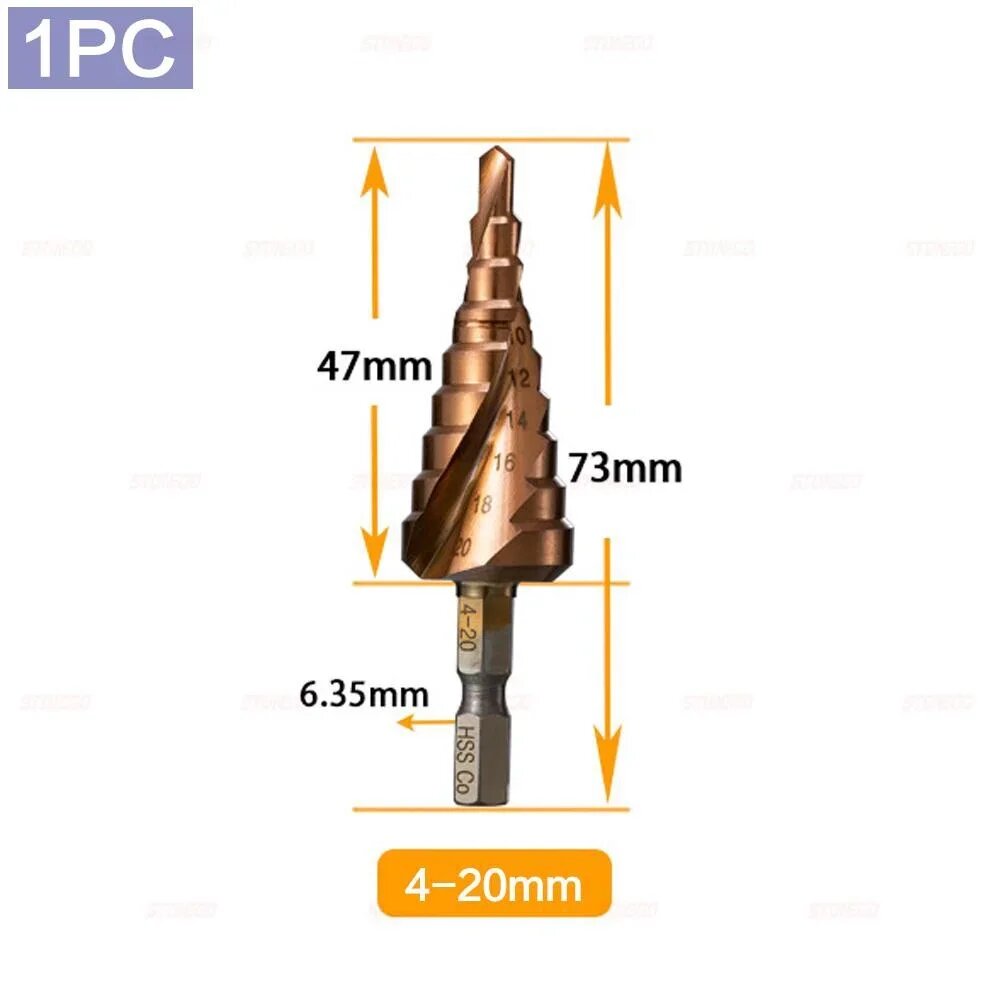 Сверло ступенчатое 4-20мм STONEGO HSS M35