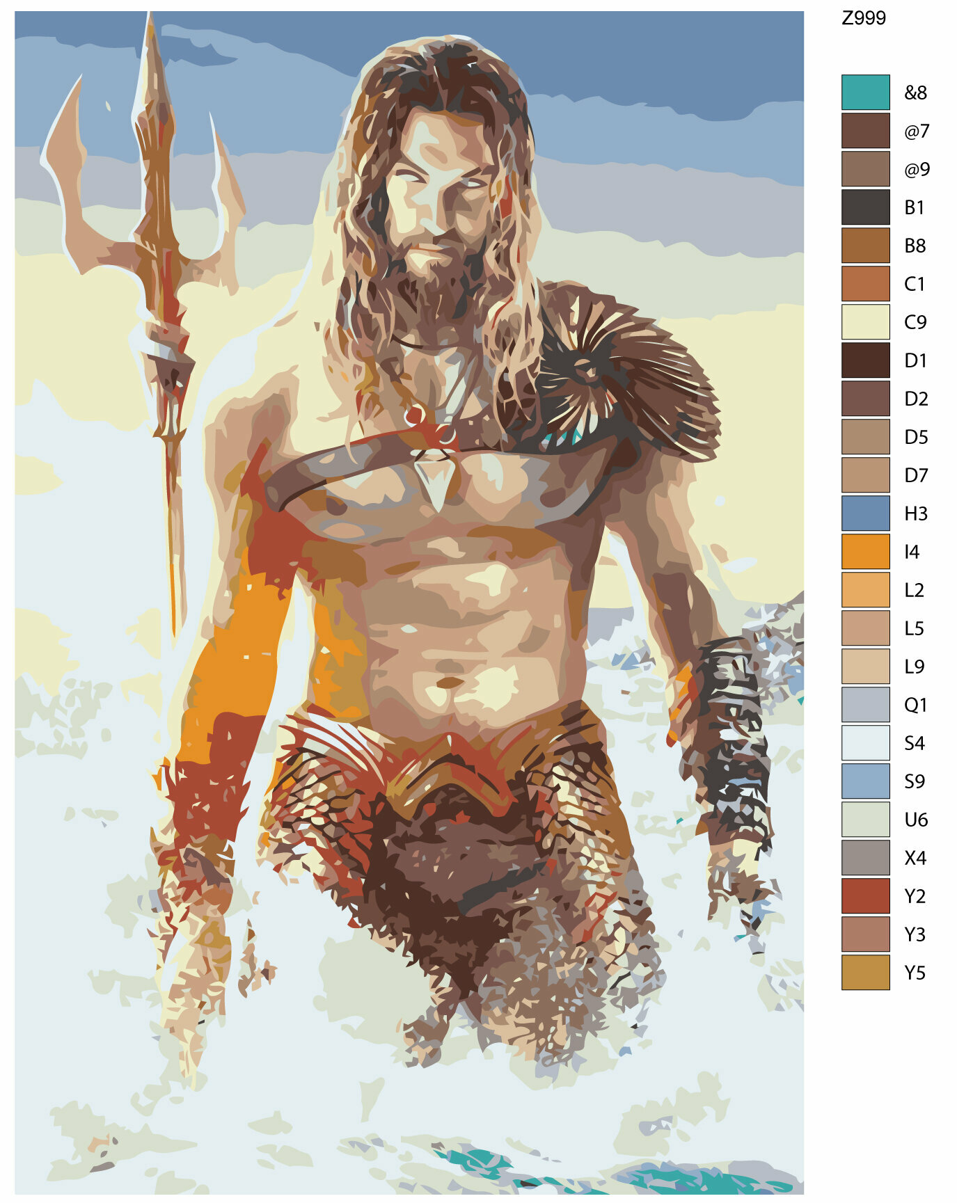 Картина по номерам Z999 "Аквамен-Джейсон Мамоа- Jason Momoa" 70x110