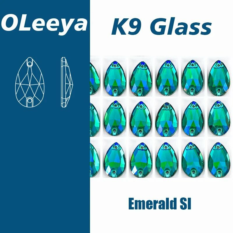 Стразы OLeeya Emerald SI, 7x12mm, 72шт, K9 стекло