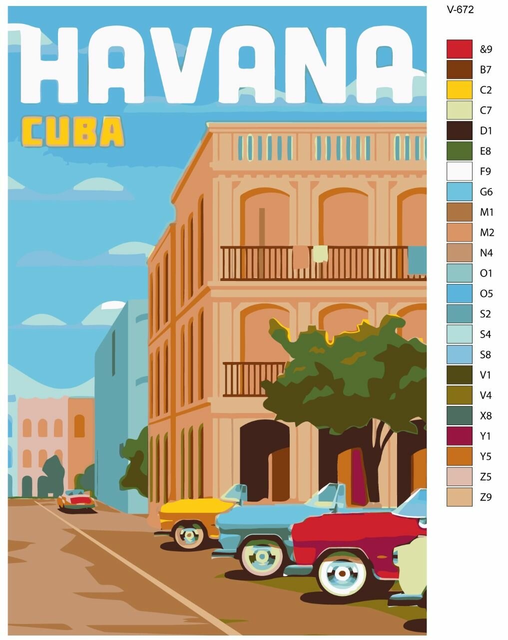 Картина по номерам V-672 "Республика Куба. Гавана постер", 40x60 см