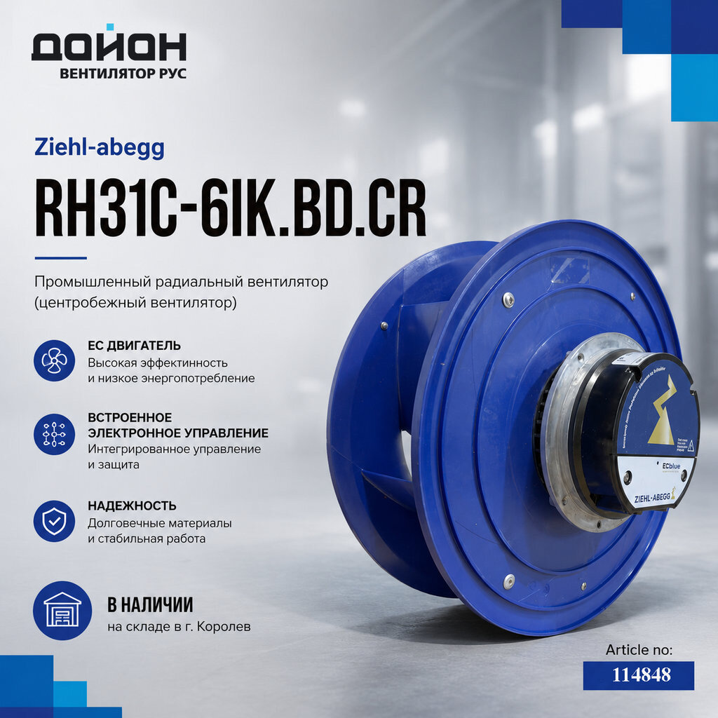 Вентилятор центробежный RH31C-6IK. BD. CR