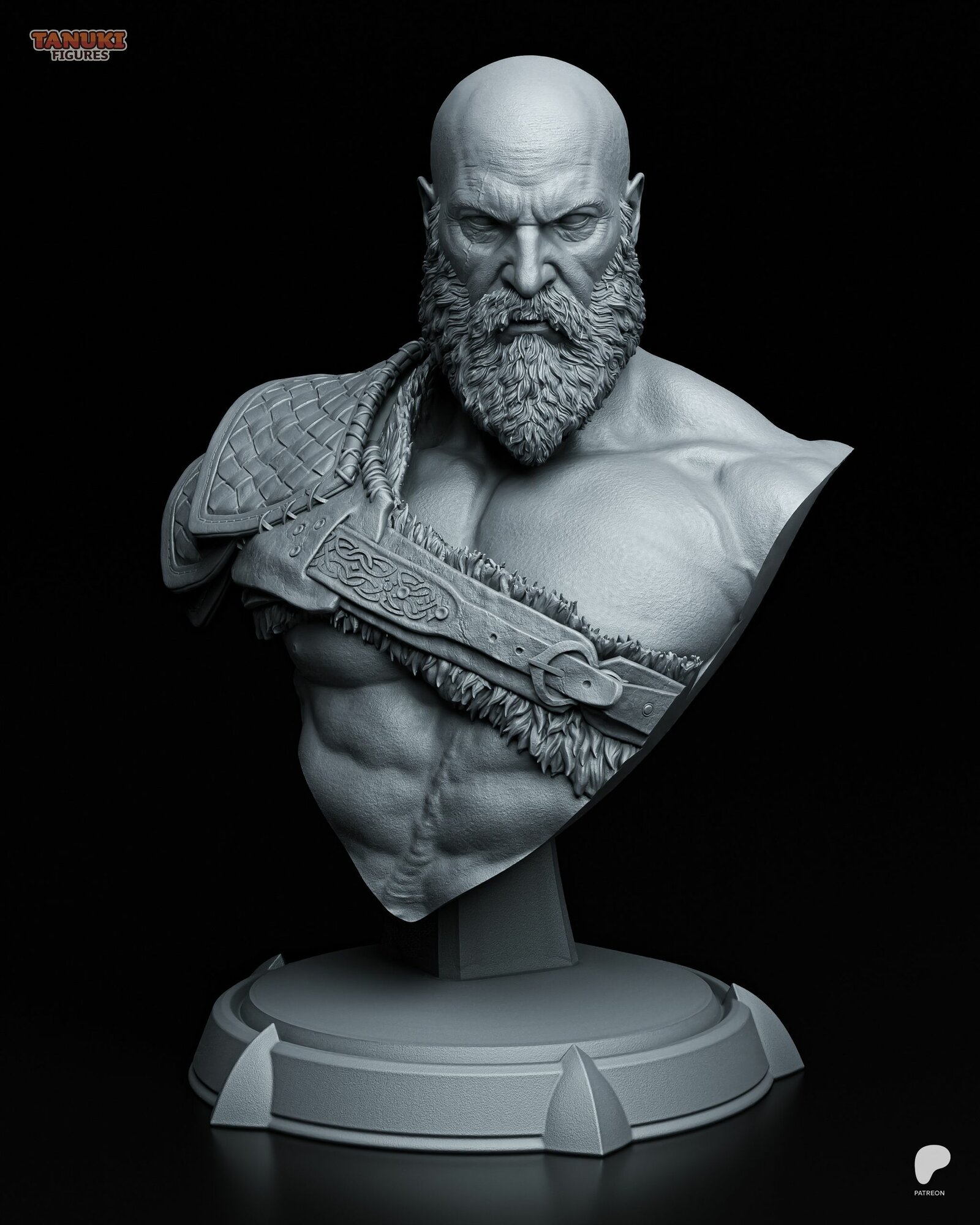 Сборная модель Kratos (God of War), бюст, 140мм для покраски